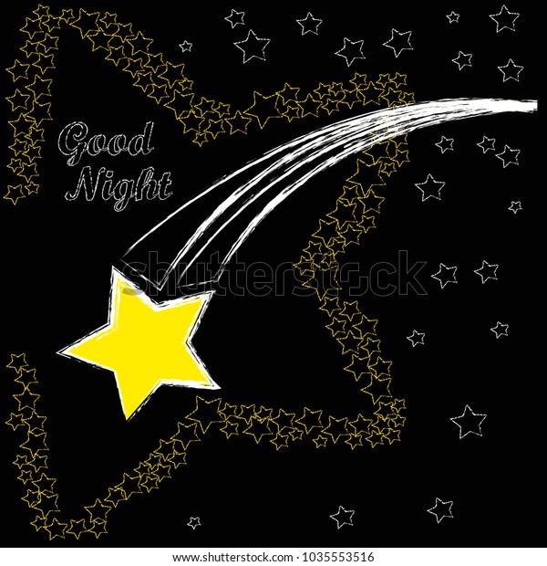 Good Night Yellow Star Made Starsshooting Stock Vector (Royalty Free ...