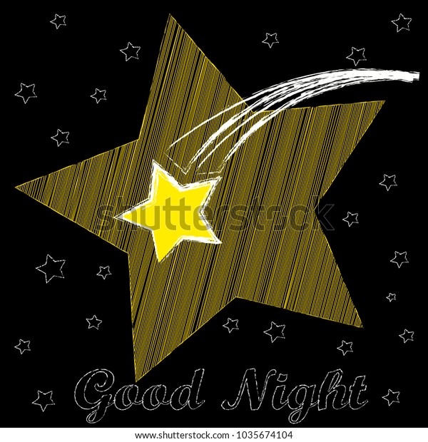 Good Night Yellow Star Made Linesstars Stock Vector (Royalty Free ...