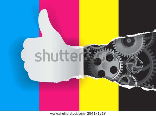 Good Printing Machine Paper Silhouette Gesturing Stock Vector (Royalty ...