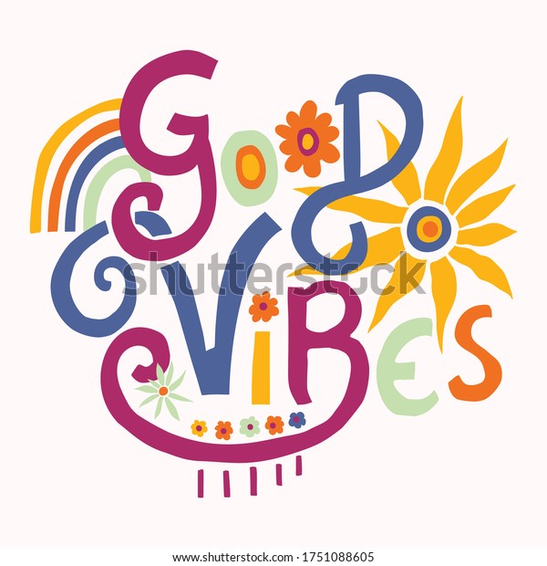 Good Vibes Positive Energy Note Card Stock Vector (Royalty Free ...