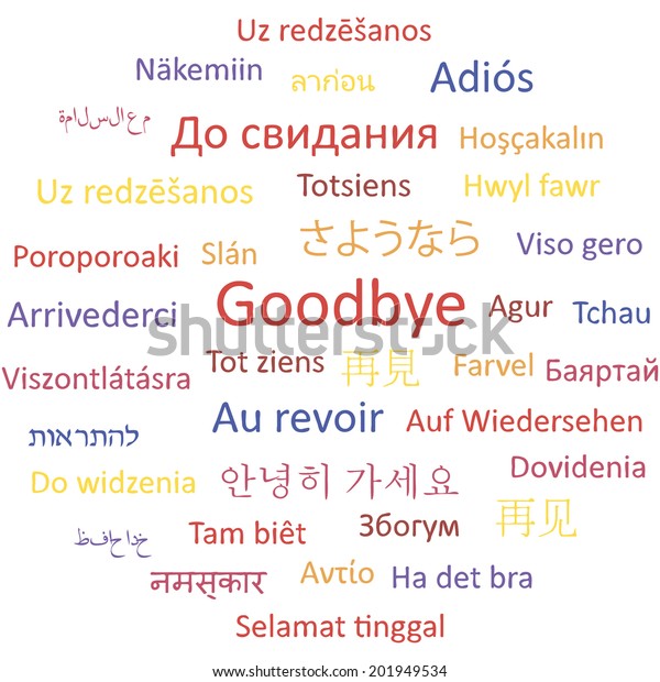Goodbye Different Languages Words Collage Vector: Stockvektorkép ...