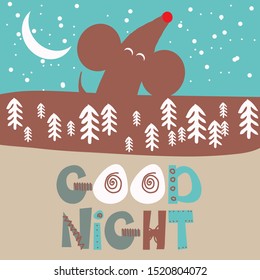 Goodnight Nice Mouse Poster Cute Colorful Stock Vector (Royalty Free ...