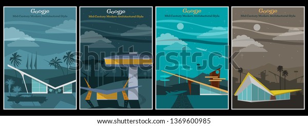 Googie Architecture Poster Mid Century Modern Stock Vector (Royalty ...