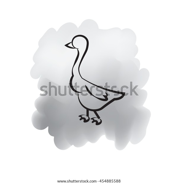 Goose Line Drawing On Background Stock Vector (Royalty Free) 454885588 ...