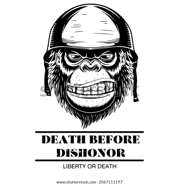 Gorilla Head Military Death Before Dishonor Stock Vector (Royalty Free ...