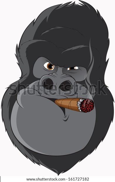 Gorilla Smoking Cigar Stock Vector (Royalty Free) 161727182