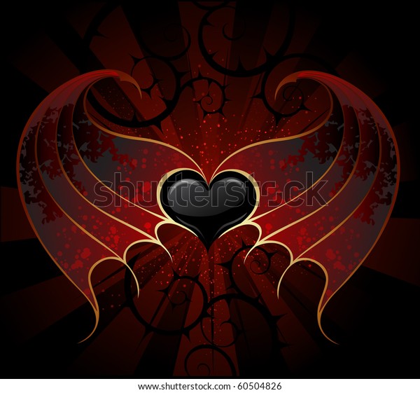 Gothic Black Heart Vampire Skin Membranous Stock Vector (Royalty Free ...