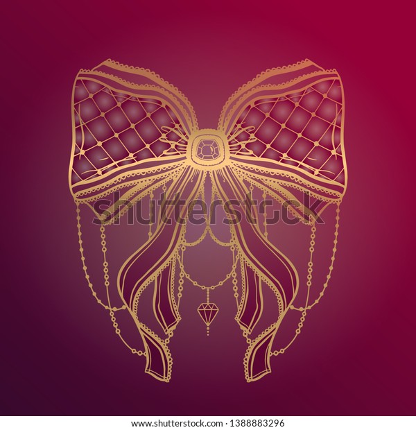 Gothic Bow Red Tattoo Motif Gold Stock Vector (Royalty Free) 1388883296 ...