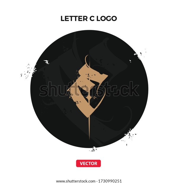 Vektor Stok Gothic Calligraphy Letter C Logo (Tanpa Royalti) 1730990251 ...