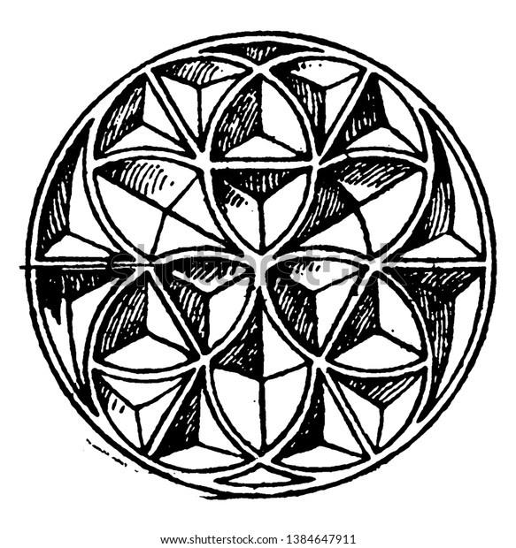 Gothic Circular Panel Chipcarving Vintage Line Stock Vector (Royalty ...