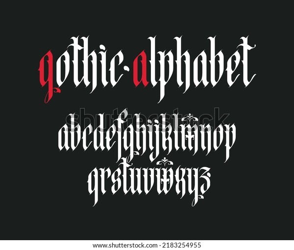Fuente gótica. Conjunto completo de letras: vector de stock (libre de ...