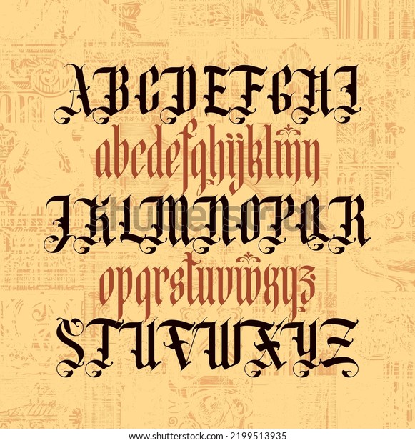 Gothic Font Full Set Capital Letters Stock Vector (Royalty Free ...