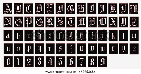 Gothic Font Vector Font Inside Black Stock Vector (Royalty Free ...
