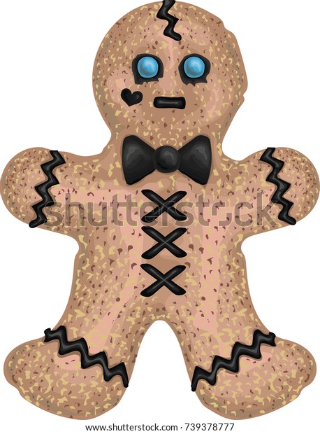 Gothic Gingerbread Man Detailed Vector Illustration Stock Vector ...