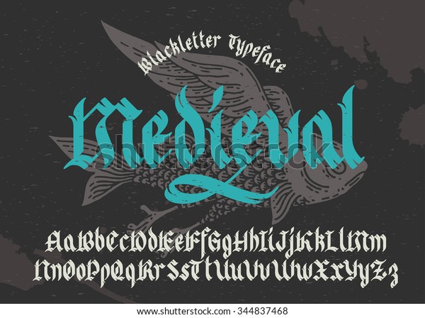 Gothic Medieval Typeface Blackletter Fracture Font Stock Vector ...