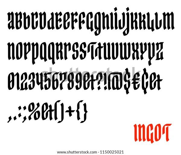 Gothic Script Vector Font Blackletter Typeface Stock Vector (Royalty ...