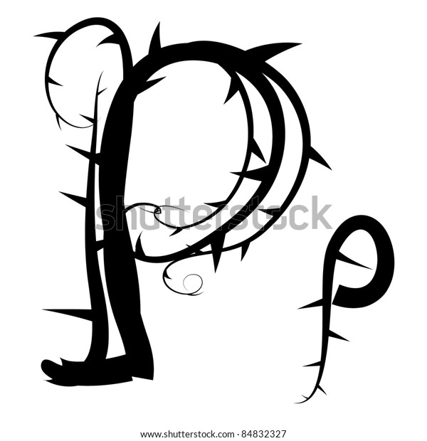 Gothic Spiky Floral Vector Alphabet Capitallowercase: vetor stock ...