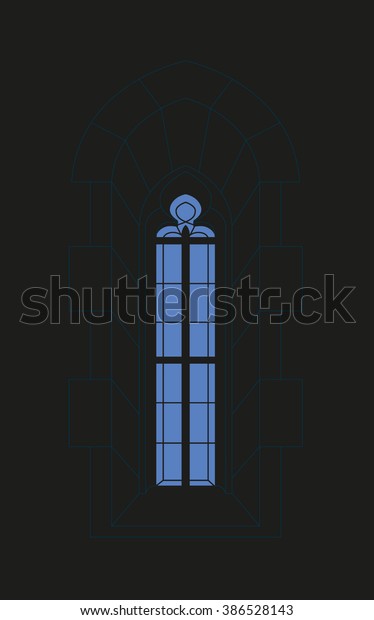 Gothic Window Window Recess Silhouette Vista Stock Vector (Royalty Free ...