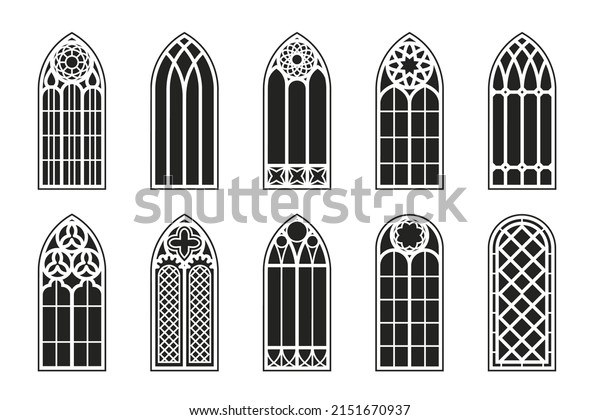 Gothic Windows Outline Set Silhouette Vintage 库存矢量图（免版税）2151670937 ...