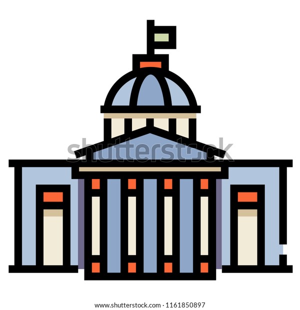 Government Building Vector Illustration Line Color Stock Vector ...