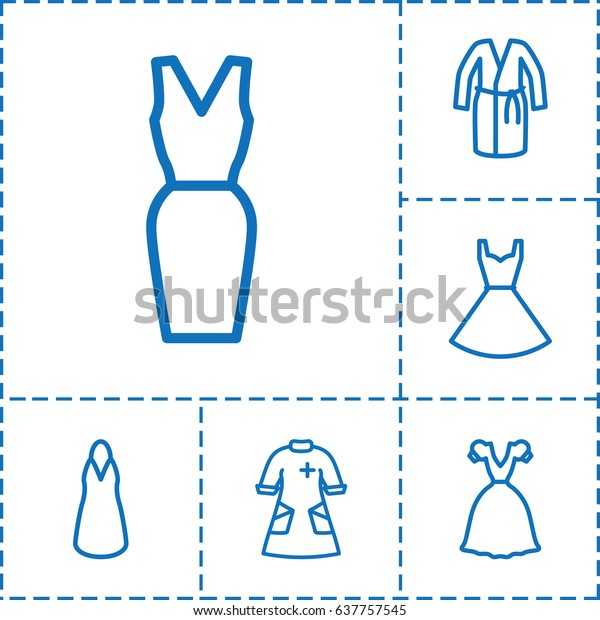 Gown Icon Set 6 Gown Outline Stock Vector (Royalty Free) 637757545