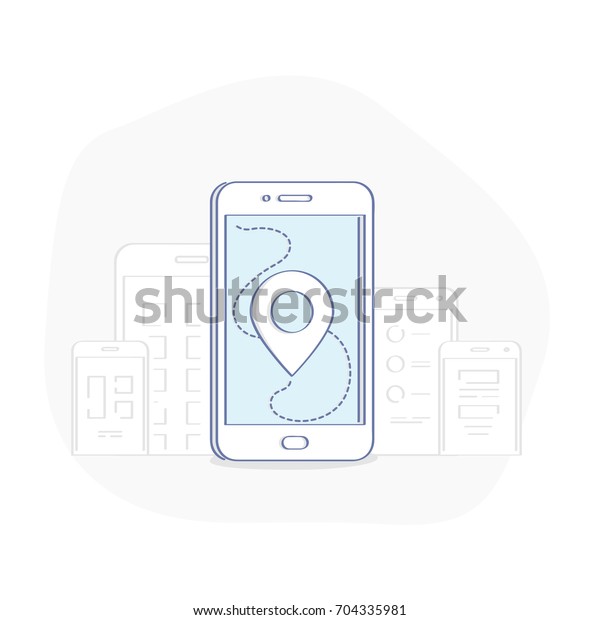 Gps Illustration Concept Mobile Phone Display Stock Vector (Royalty ...