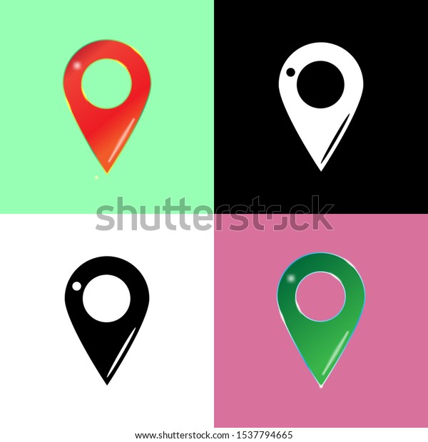 Gps Location Vector Illustration Combination Flat Stock Vector (Royalty ...