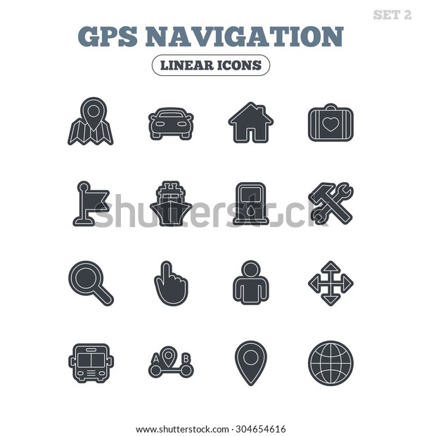Gps Navigation Icons Car Bus Ship Stock Vector (Royalty Free) 304654616