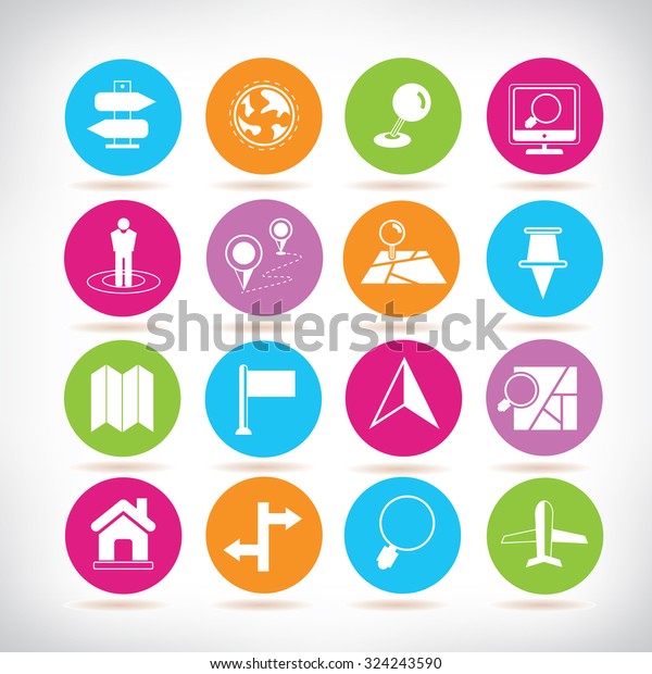 Gps Tracking Icons Map Navigator Icons Stock Vector (Royalty Free ...