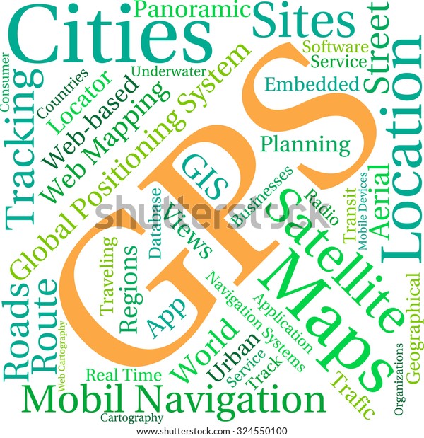Gps Word Cloud On White Background Stock Vector (Royalty Free ...