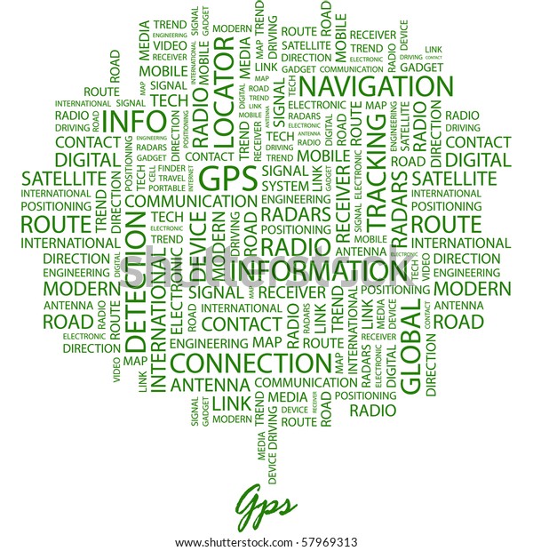 Gps Word Collage On White Background Stock Vector (Royalty Free ...