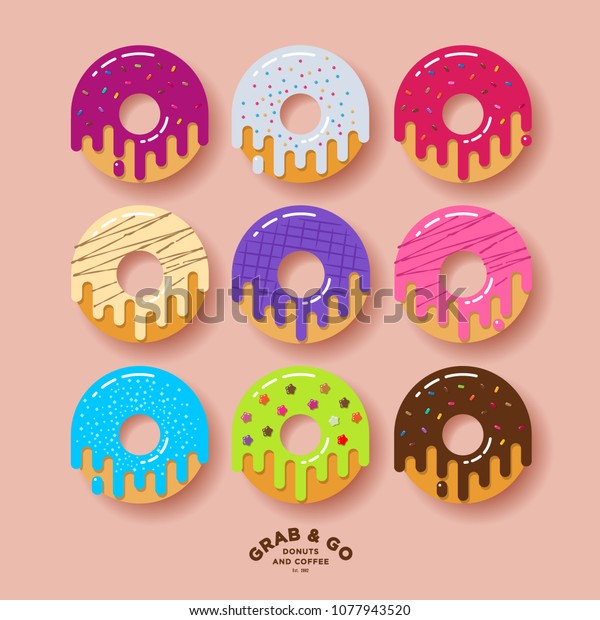 Grab Go Donuts Logo Bakery Donuts 库存矢量图（免版税）1077943520 | Shutterstock