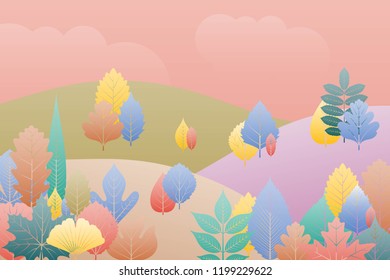 Gradation Landscape Fantasy Background Fall Trees Stock Vector (Royalty ...