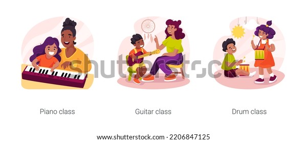 Gradeschool Students Music Lessons Isolated Cartoon Stock Vector ...