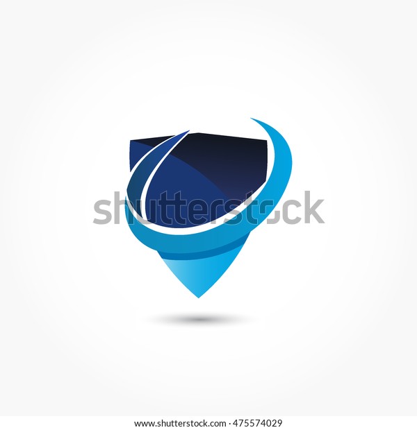 Gradient Blue Shield Slashing Blue Line Stock Vector (Royalty Free ...