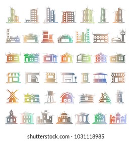 Gradient Icons Buildings Stock Vector (Royalty Free) 1031118985 ...