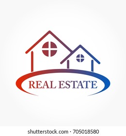 Gradient Reb Blue Real Estate Logo: vector de stock (libre de regalías ...