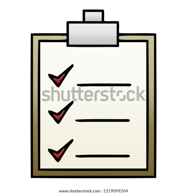 Gradient Shaded Cartoon Check List Stock Vector (Royalty Free ...