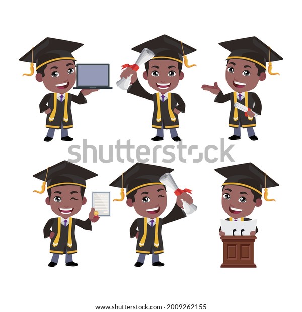 Graduate Student Characters Different Poses Stock Vector (Royalty Free ...