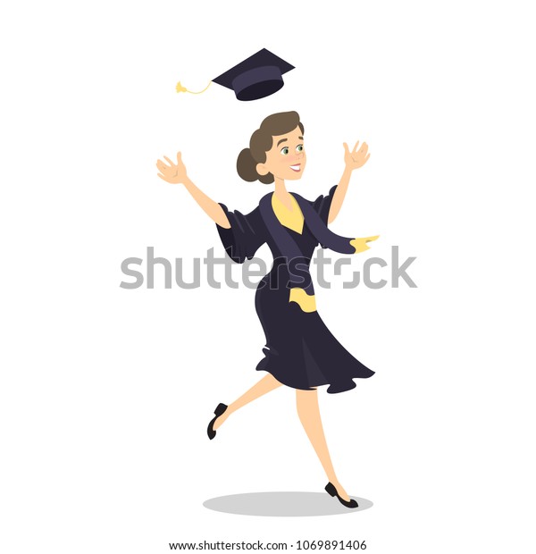 Graduated Student Jumping Happy Diploma On Stock Vector (Royalty Free ...