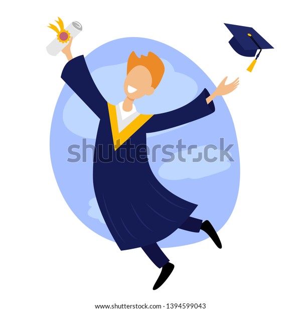 Graduation Background Happy Student Jumping Graduation Stock Vector ...