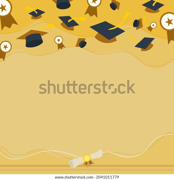 Graduation Background Medals Hat Reward Paper: เวกเตอร์สต็อก (ปลอดค่า ...