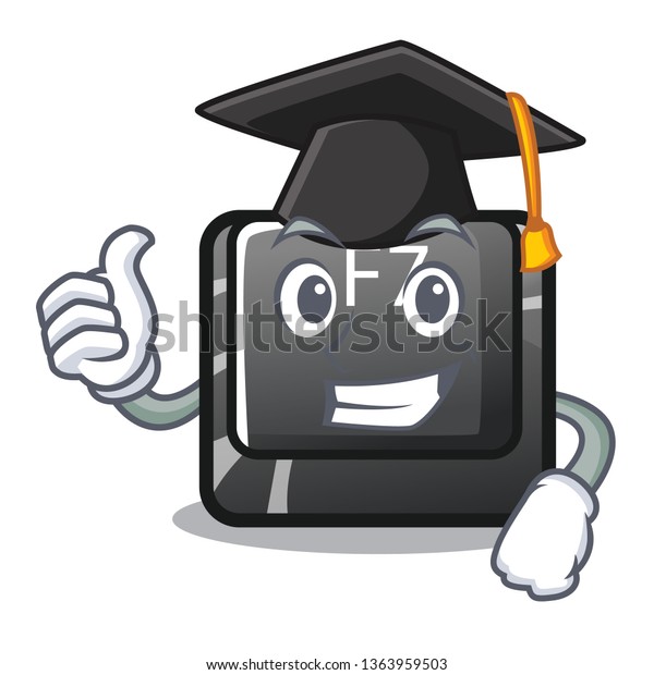 Graduation Button F7 Shape Mascot Stock Vector (Royalty Free ...