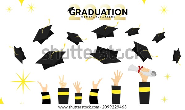 Graduation Cap Congratulations Template Graduation Design Stock Vector ...