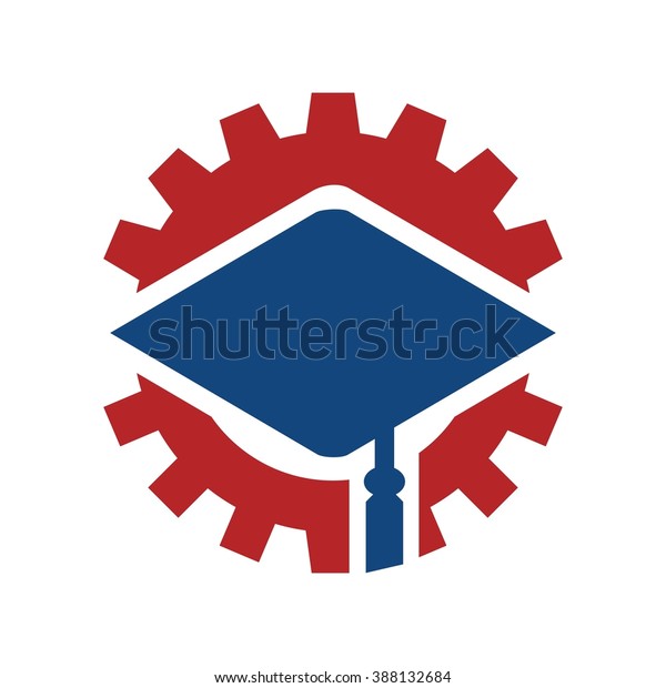 Graduation Cap Gear Logo Stock Vector (Royalty Free) 388132684 ...