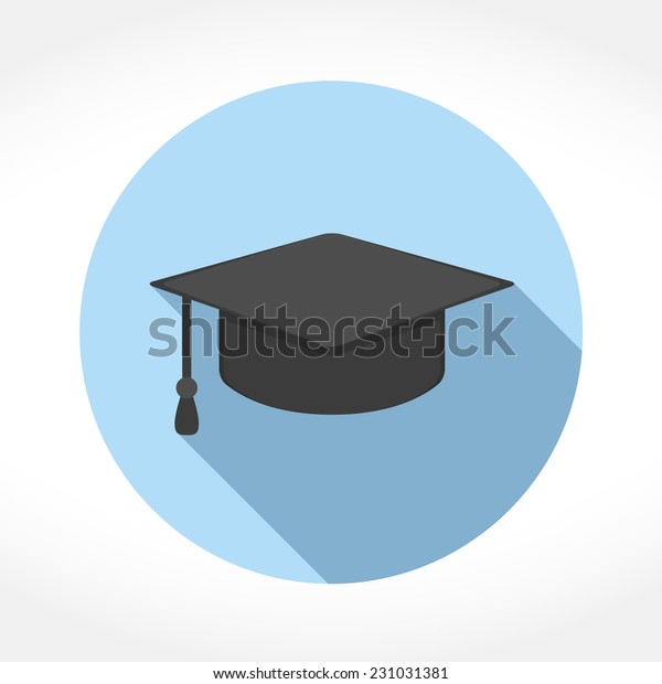 Graduation Cap Icon Circle Flat Design Stock Vector (Royalty Free ...