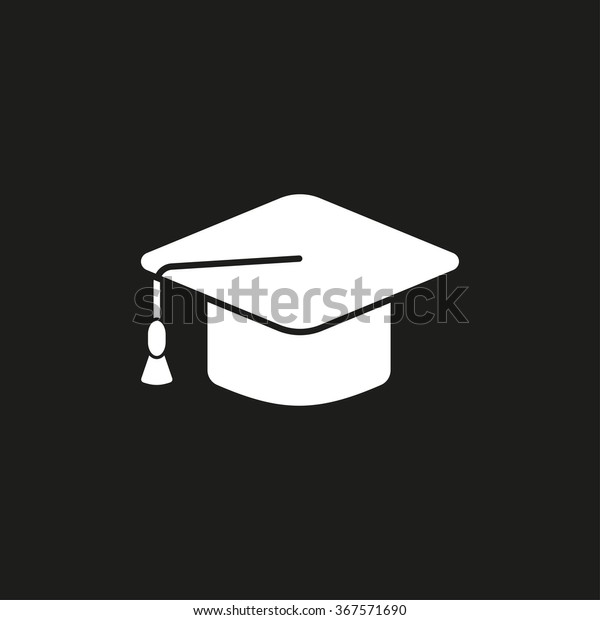 Graduation Cap Icon On Black Background Stock Vector (Royalty Free ...