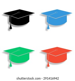 Graduation Cap Icon Shadow Colored Vector Stock Vector (Royalty Free ...