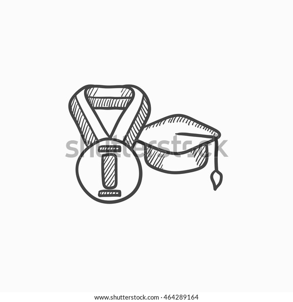 Graduation Cap Medal Vector Sketch Icon Stock Vector (Royalty Free ...