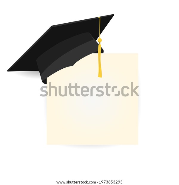 Graduation Cap On Paper Congratulations Isolated Stock Vector (Royalty ...
